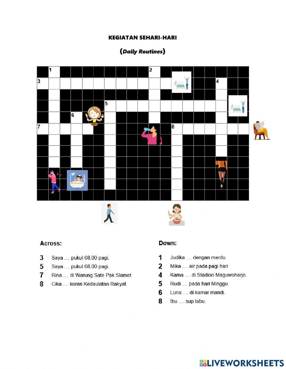 Kegiatan Sehari hari interactive worksheet | Live Worksheets