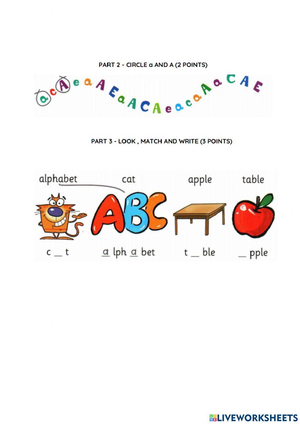 LETTER A -2 online exercise for | Live Worksheets