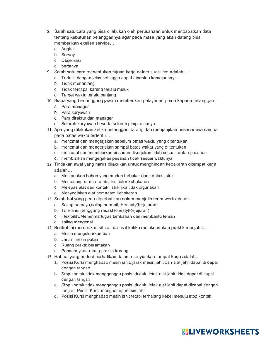 Teori LSP worksheet | Live Worksheets