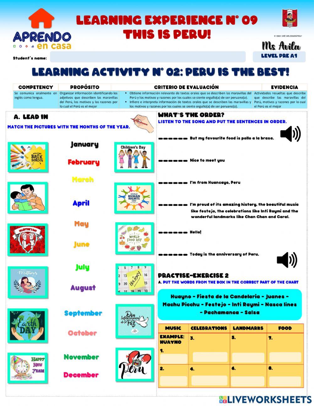 Peru is the best | MARLEN | Live Worksheets