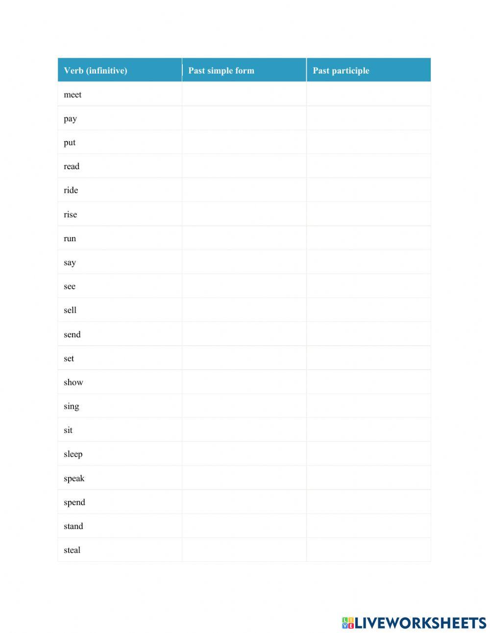 1668759 | Irregular Verbs - Past form