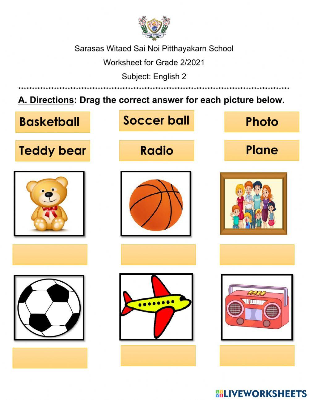 Grade 2 in, on, and under online exercise for | Live Worksheets