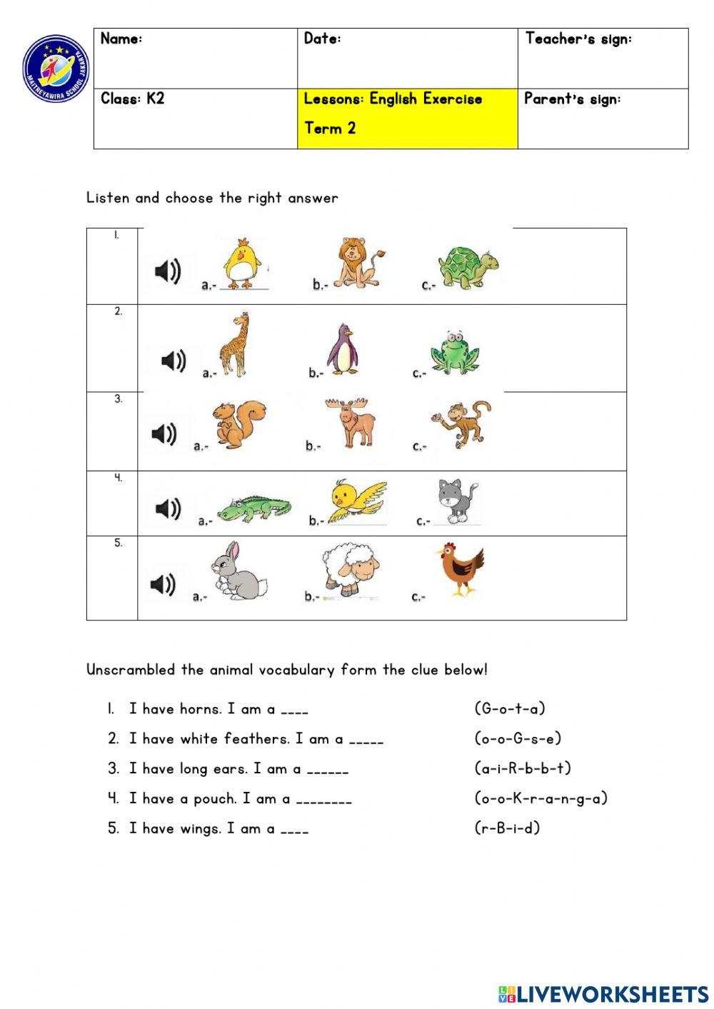 Wild Animals, Exercise worksheet | Live Worksheets