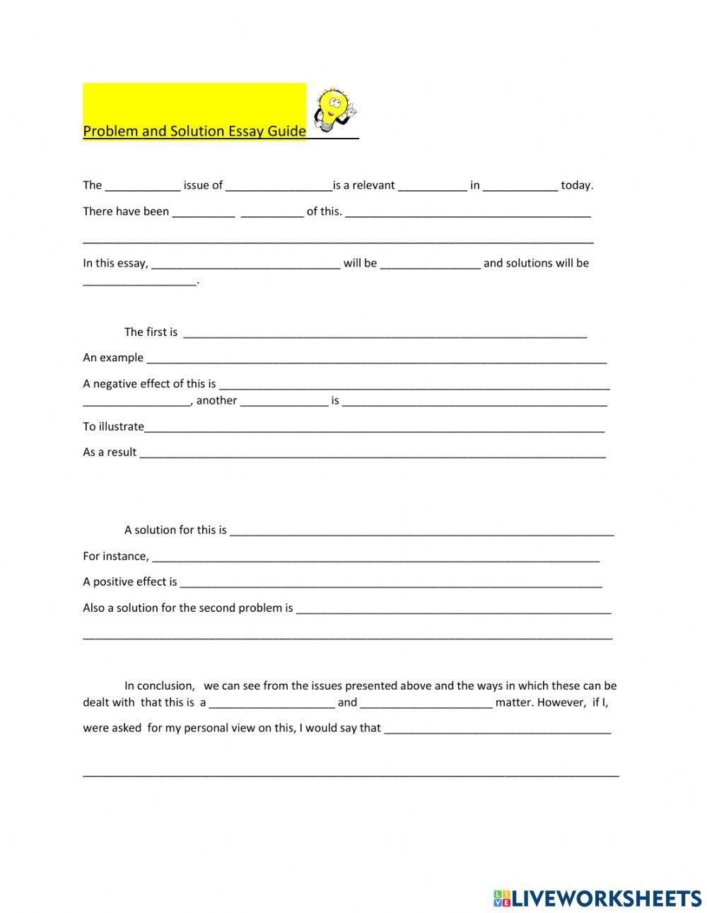 KFUPM Problem & Solution Essay Practice worksheet | Live Worksheets