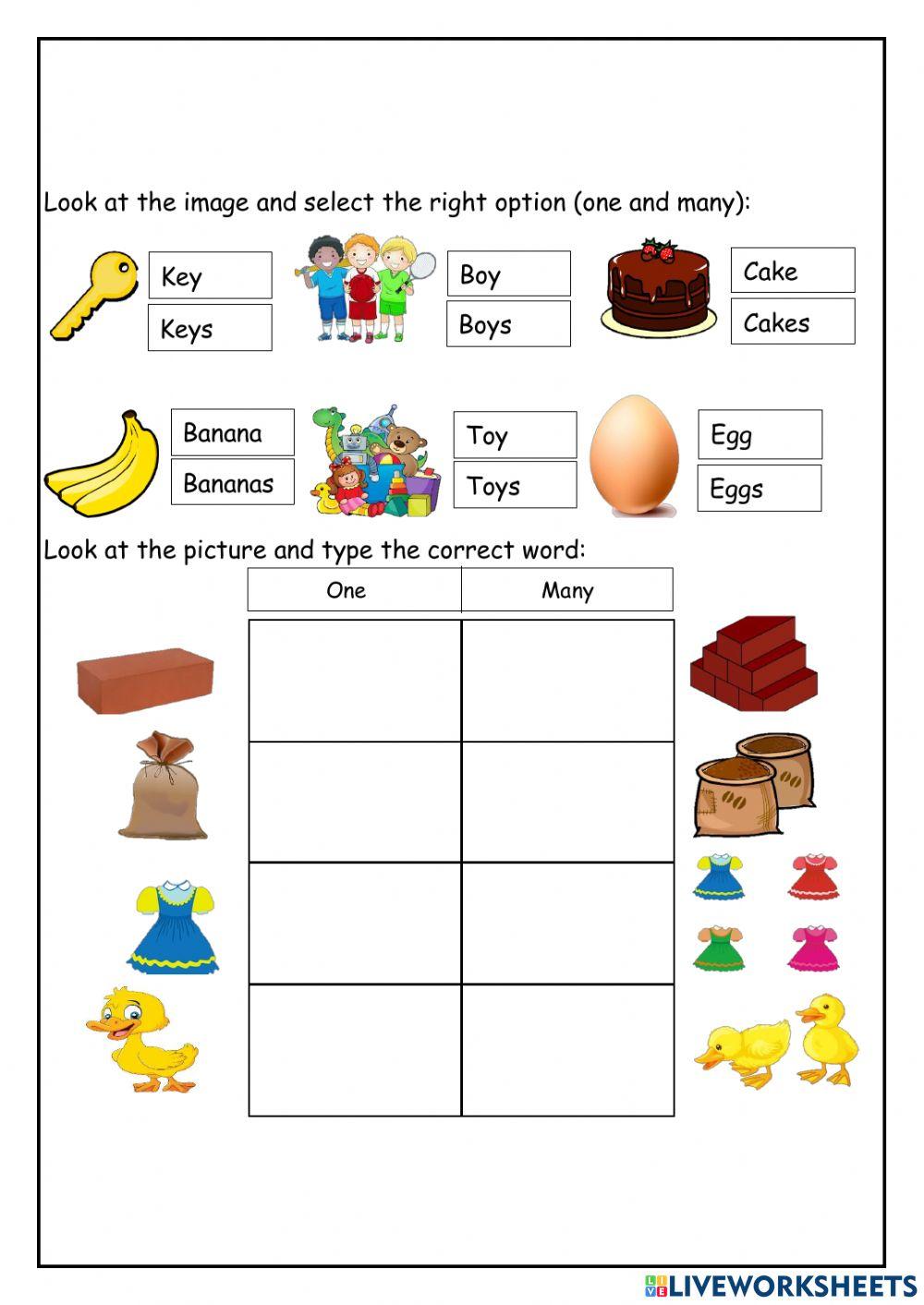 One and Many online exercise for | Live Worksheets