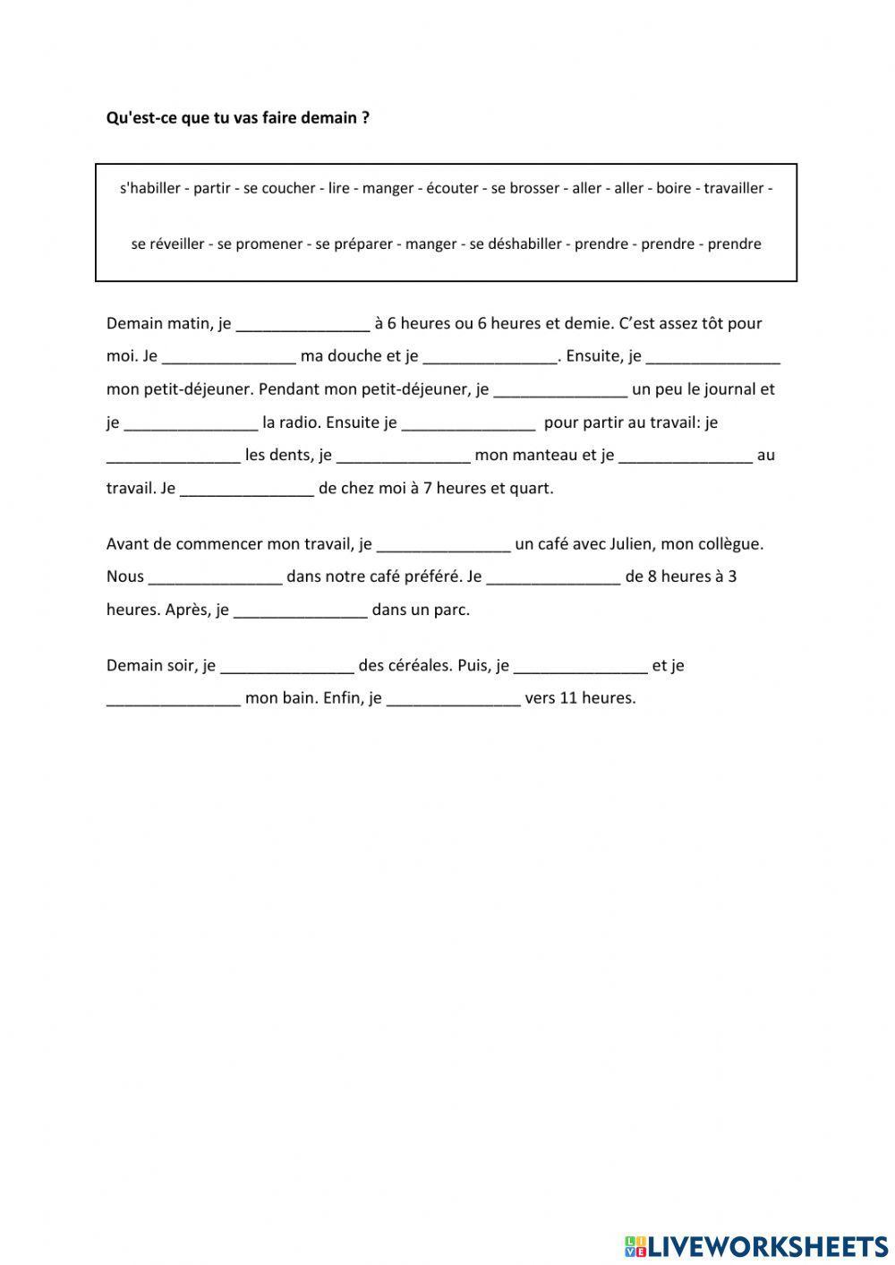 Le futur proche | Free Interactive Worksheets | 1669463