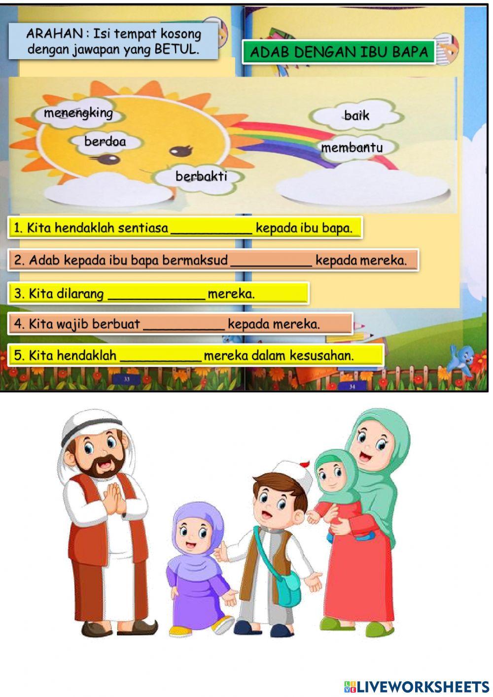 Beradab kepada ibu bapa worksheet | Live Worksheets