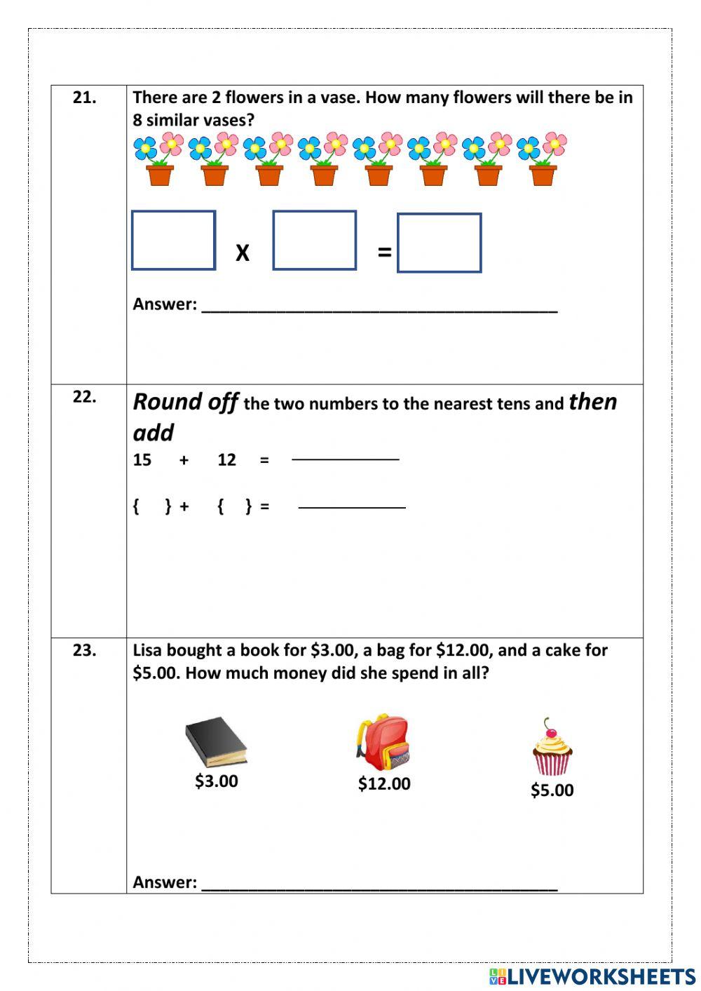 math revision 1 online exercise for | Live Worksheets