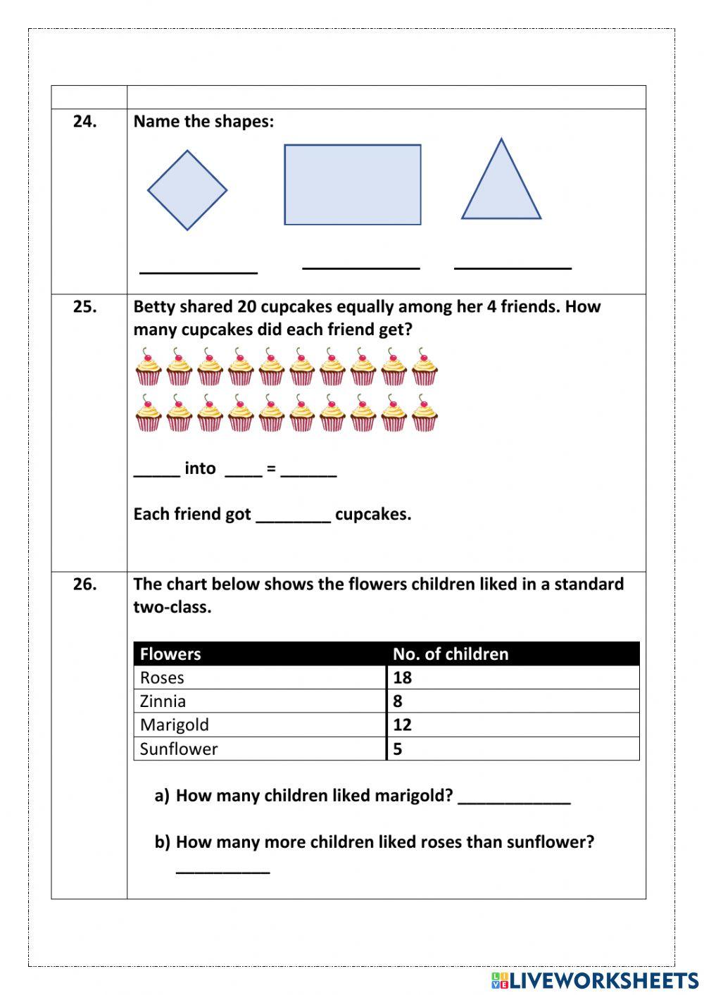 math revision 1 online exercise for | Live Worksheets