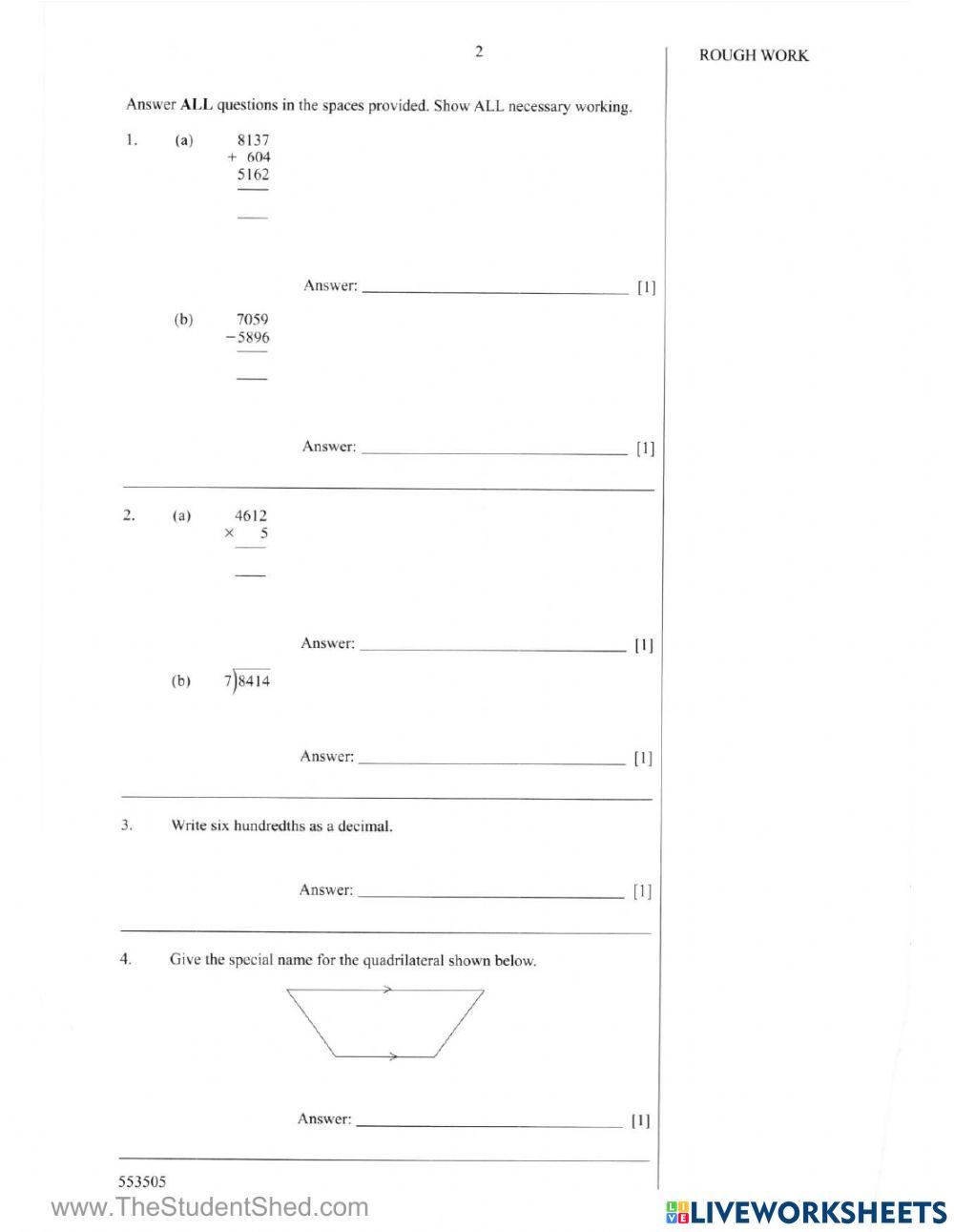 2013 BJC Math Paper 1 and Part 2-Dr. Thomas online exercise for | Live ...