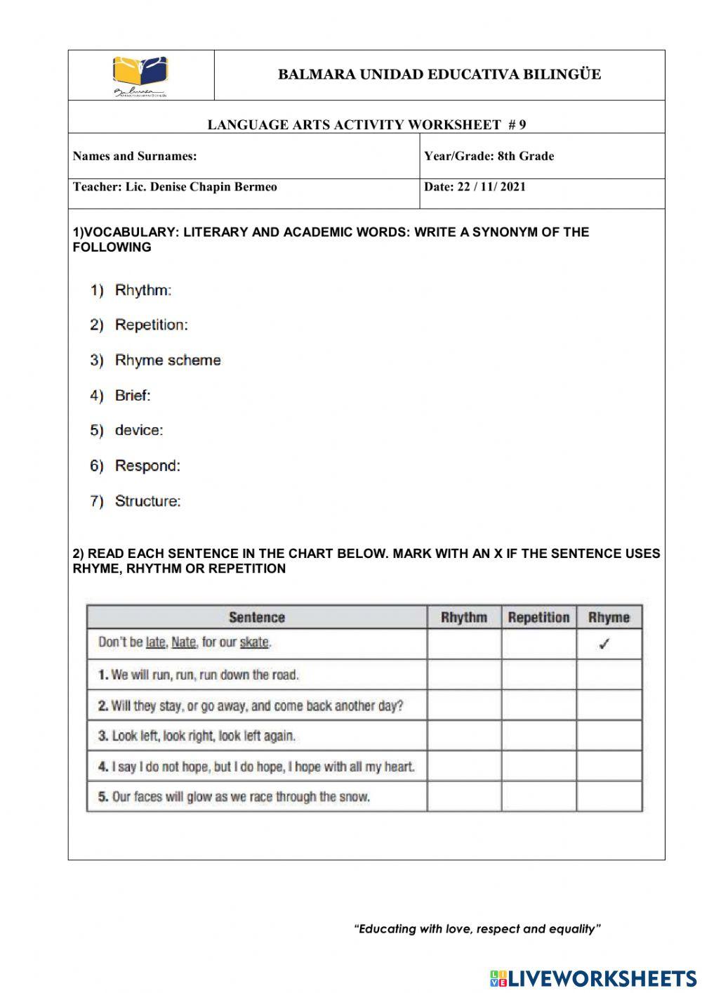 Unit review online exercise for 8TH GRADE | Live Worksheets