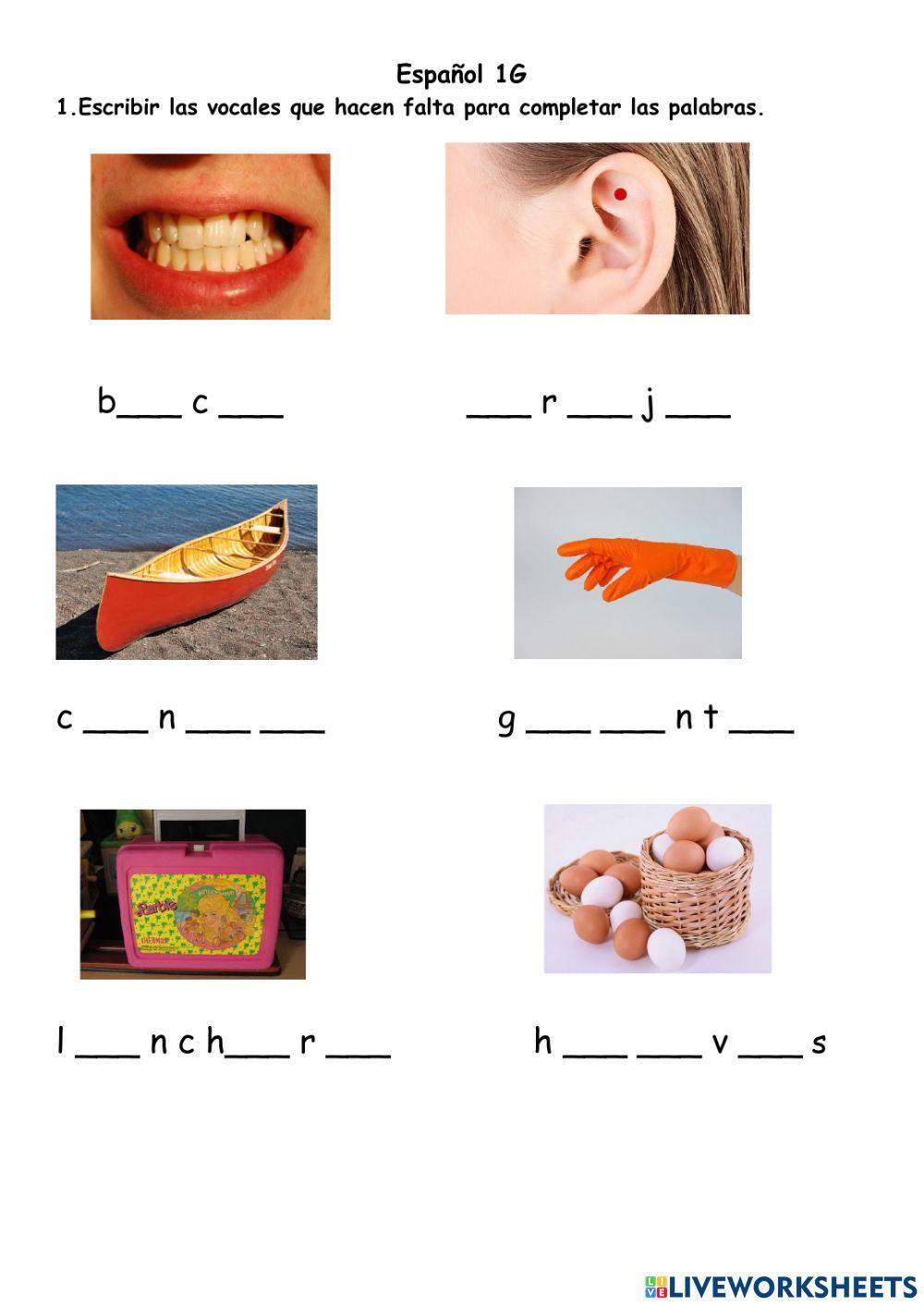 Español-Vocales worksheet | Live Worksheets