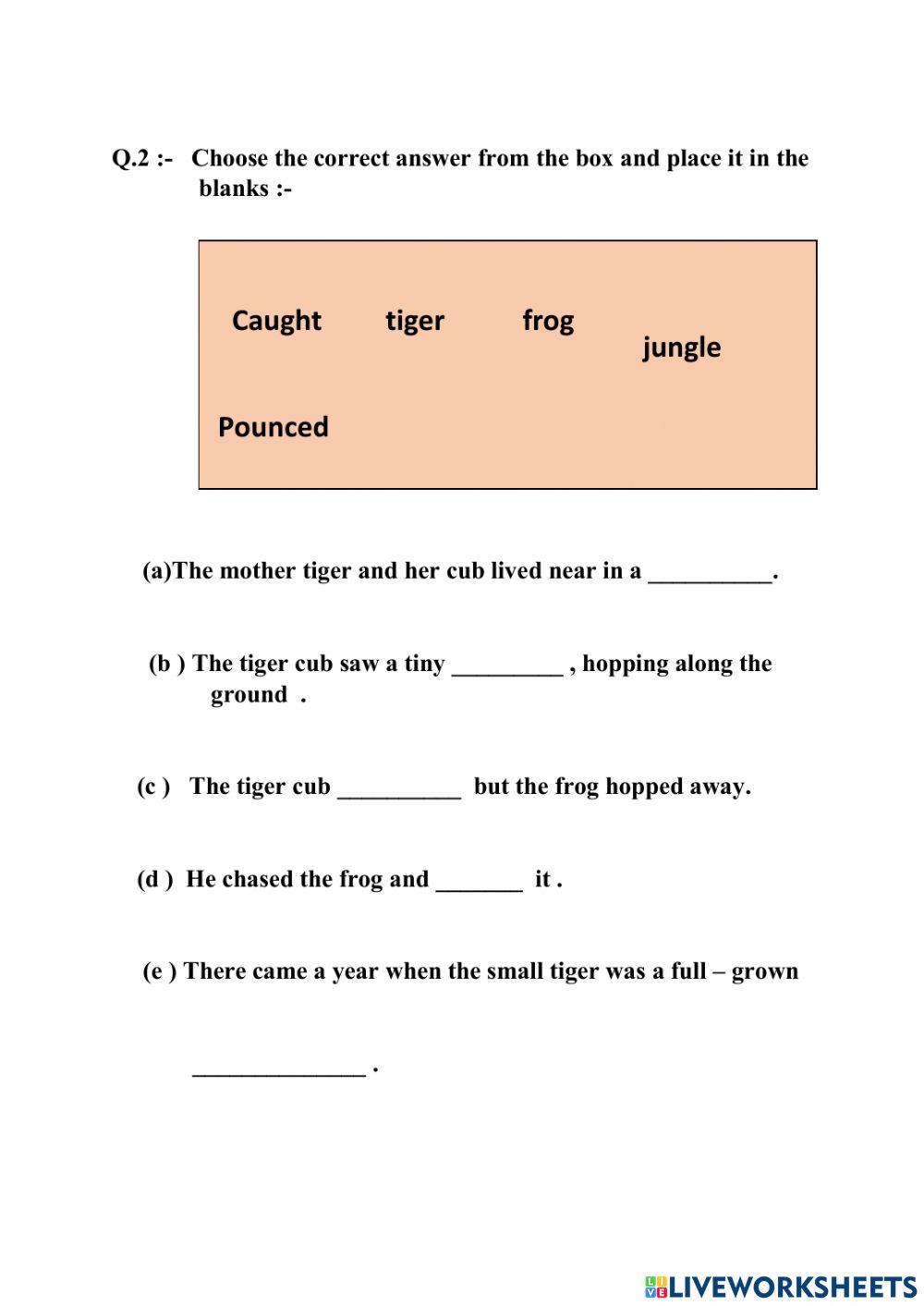 WS CL-3 ENGLISH LITTLE TIGER BIG TIGER online exercise for | Live ...