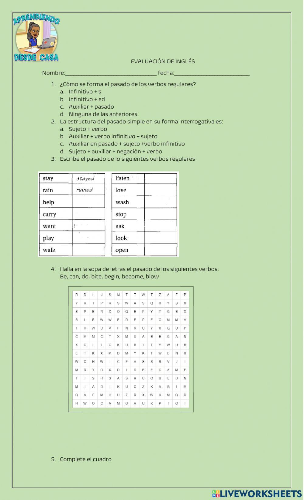 Pasado simple | Free Interactive Worksheets | 1674809 Pasado simple | Free Interactive Worksheets | 1674809