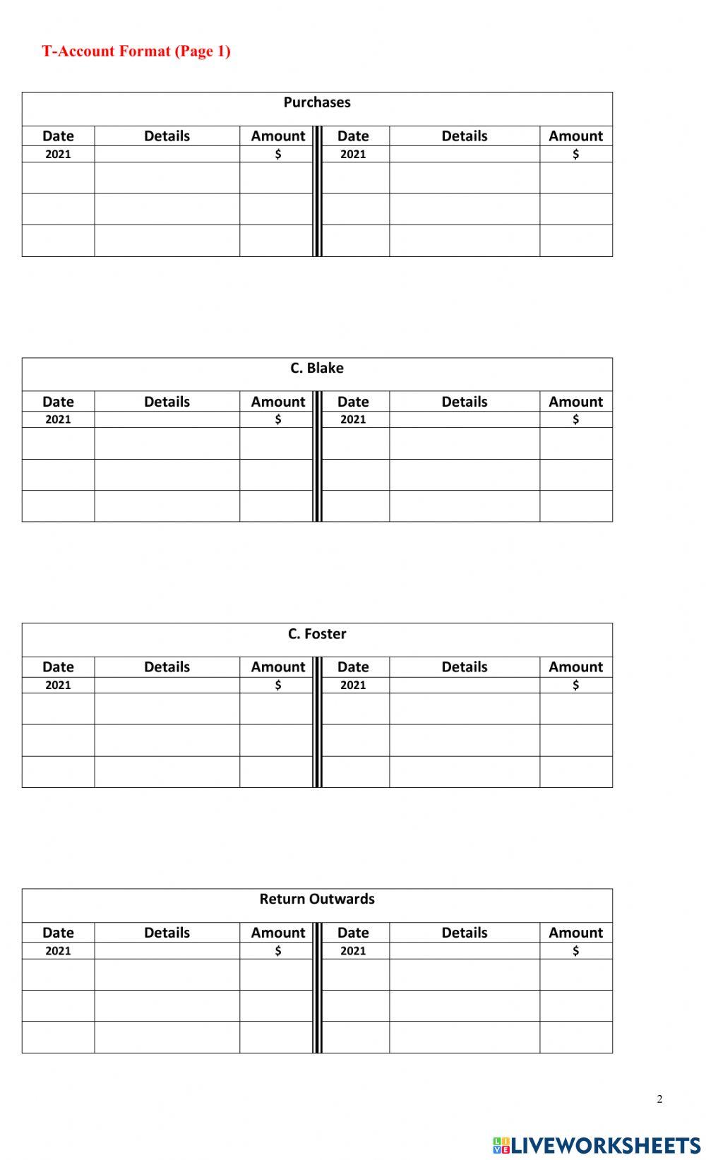 Accounts-Evaluation Worksheet-Asset of Inventory (T-Account Format ...