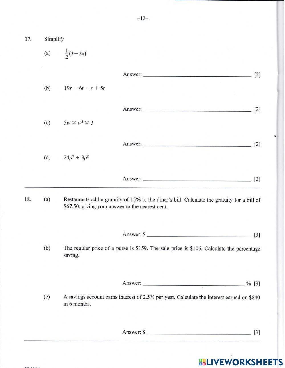 BGCSE 2016 Math Paper 1 and part of Paper 2-Dr. Thomas online exercise ...