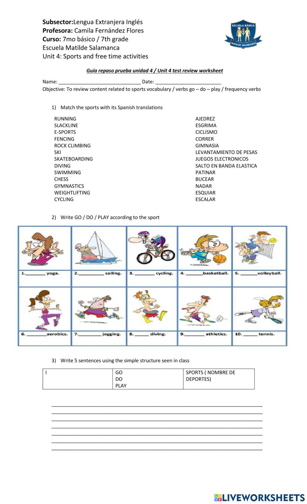 Unit 4 test review worksheet- 7th grade worksheet | Live Worksheets