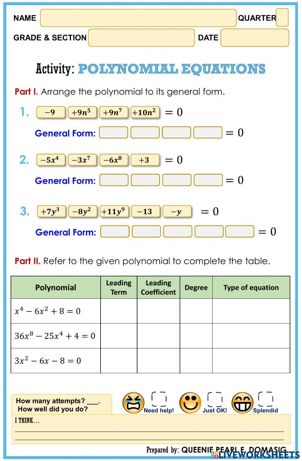 Polynomial Equations Worksheet PDF: Mastering the Fundamentals