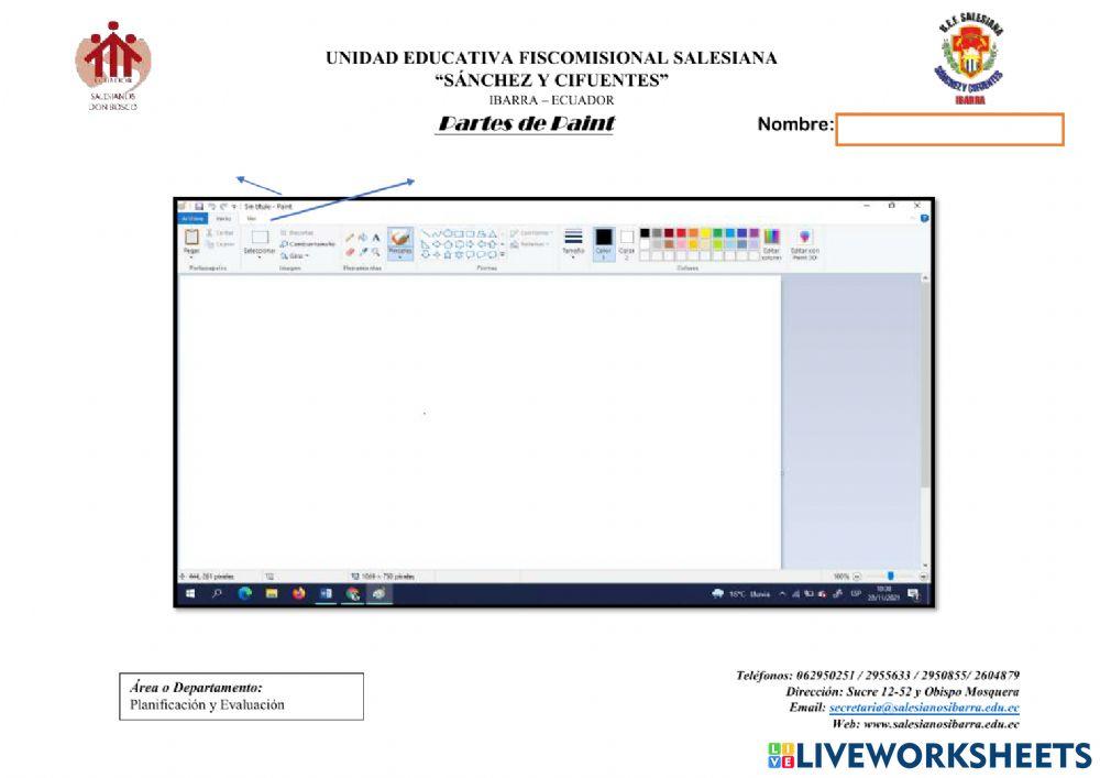 Partes de Paint activity | Live Worksheets