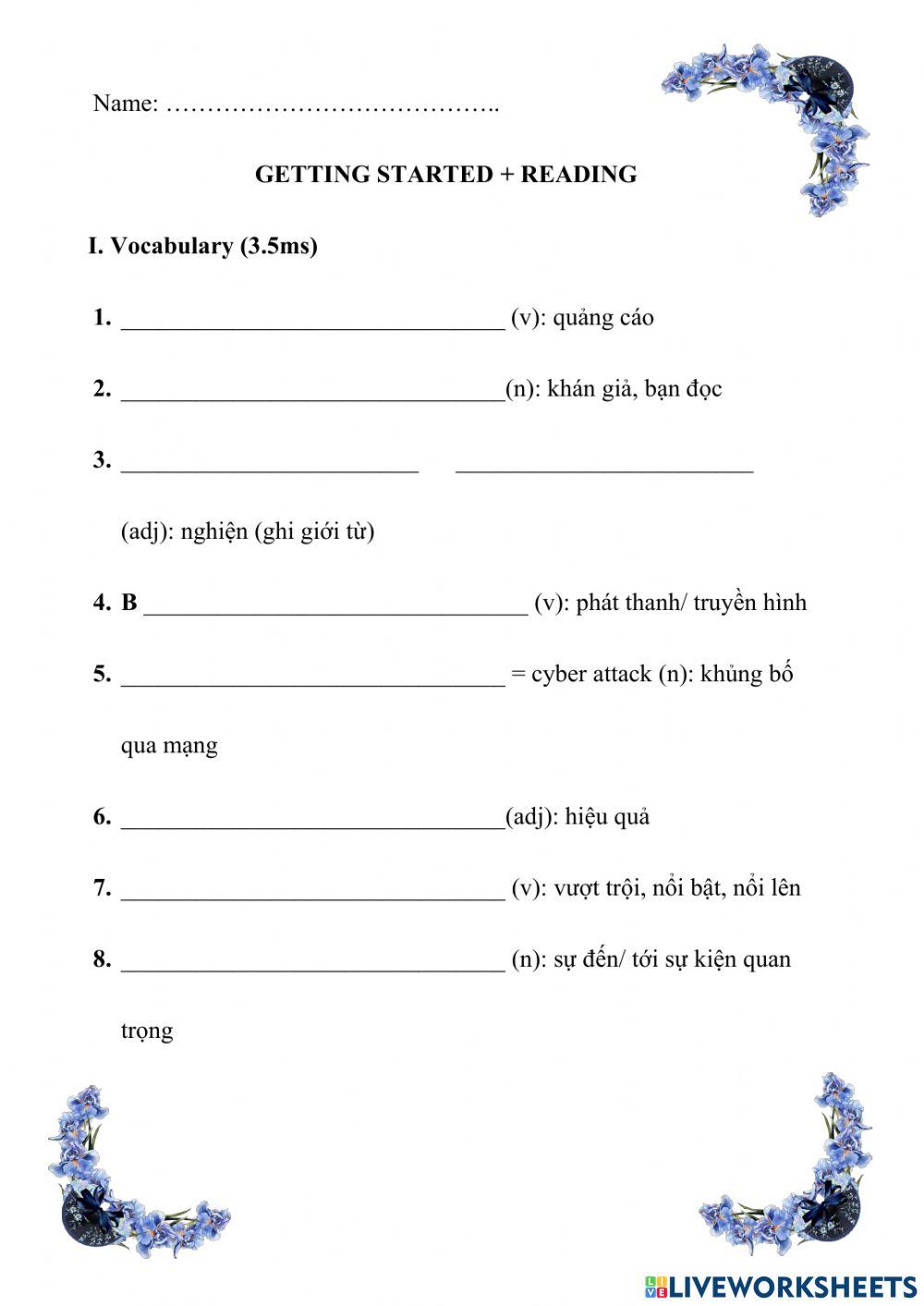 E12. Unit 4. Checking Vocabulary worksheet | Live Worksheets