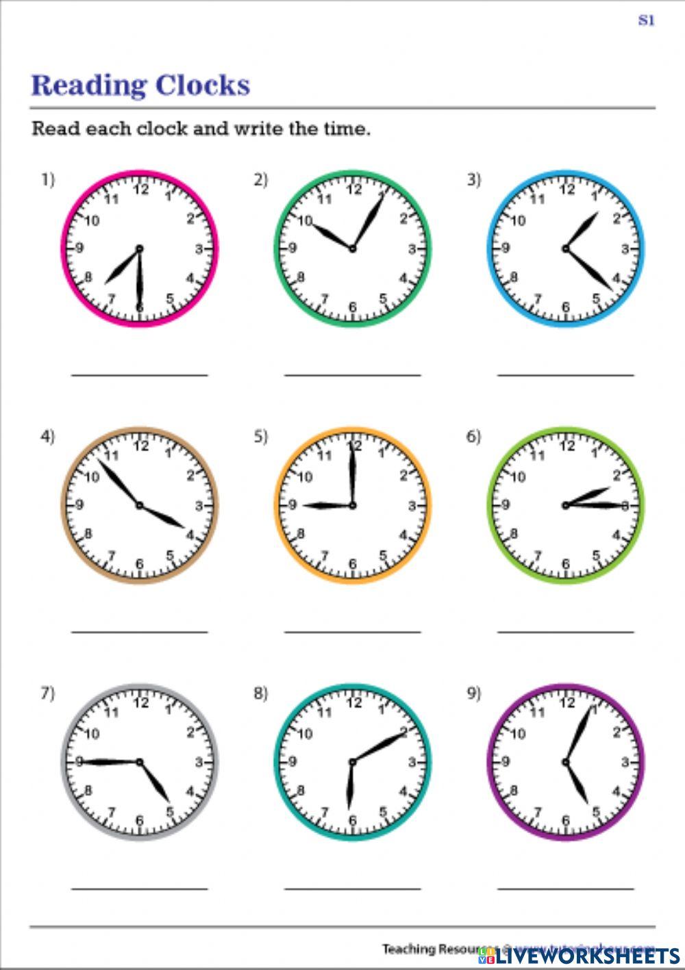 2600436 | Telling the Time Practice 1 | msmothersill