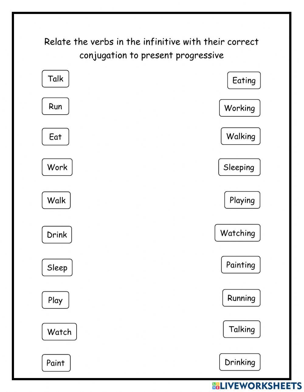 Present continuous work worksheet | Live Worksheets