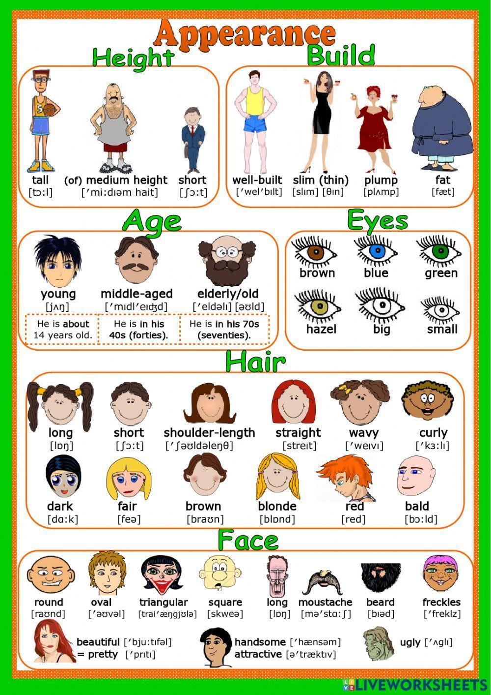 Describing People Physical Appearance Worksheet Live, 45% OFF