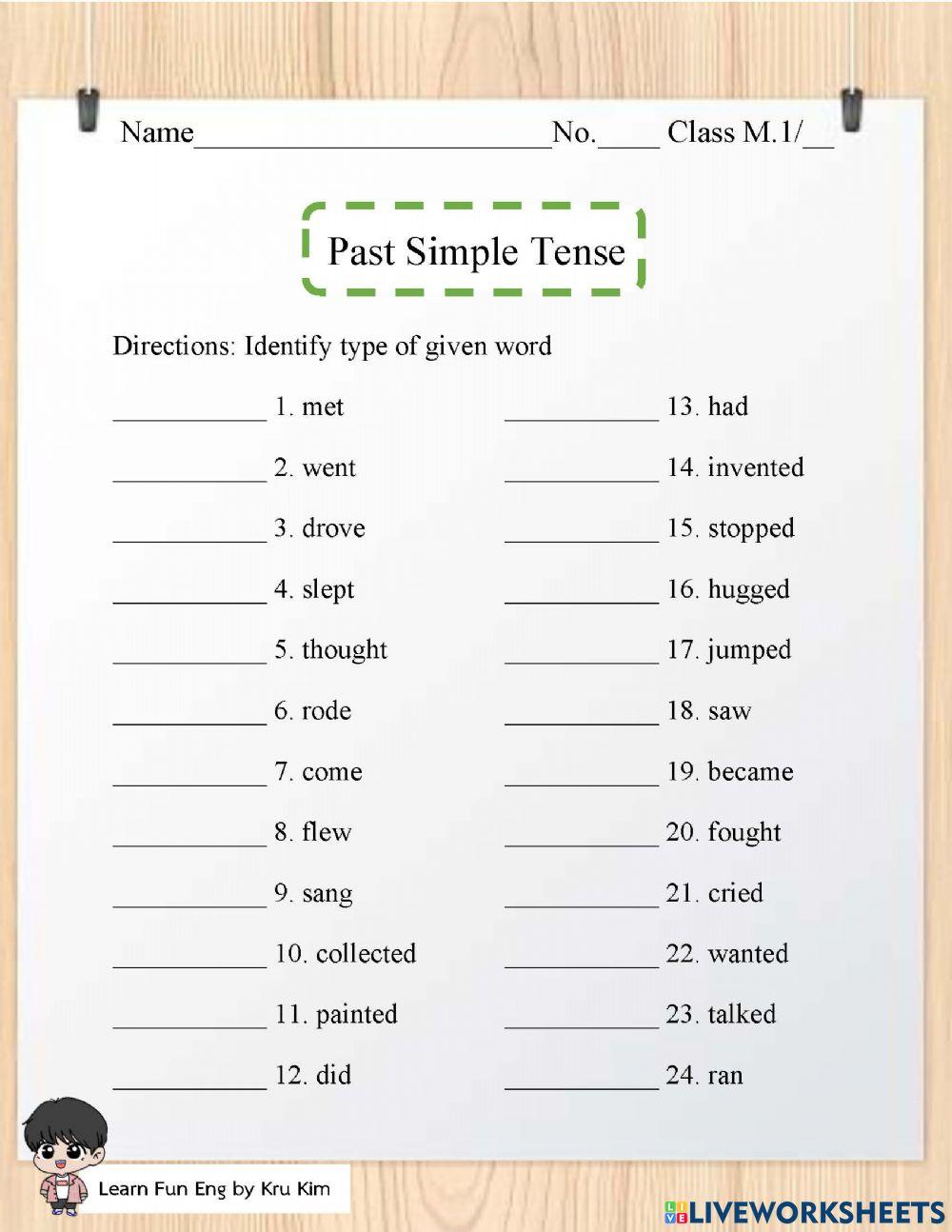 Past Simple Tense 1 online exercise for | Live Worksheets