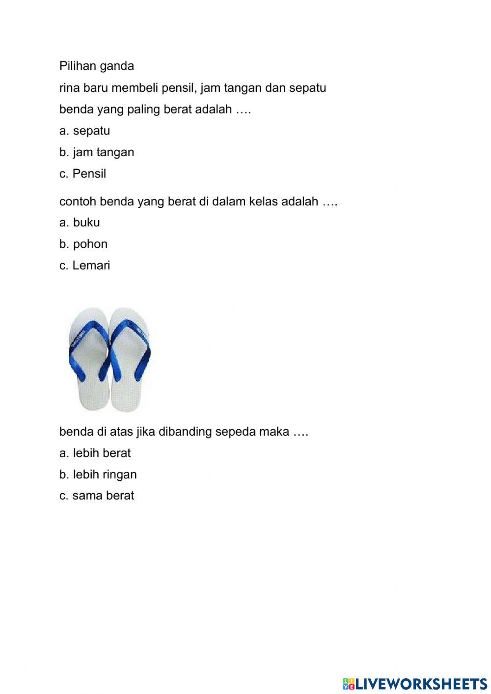 Satuan Berat interactive exercise | Live Worksheets