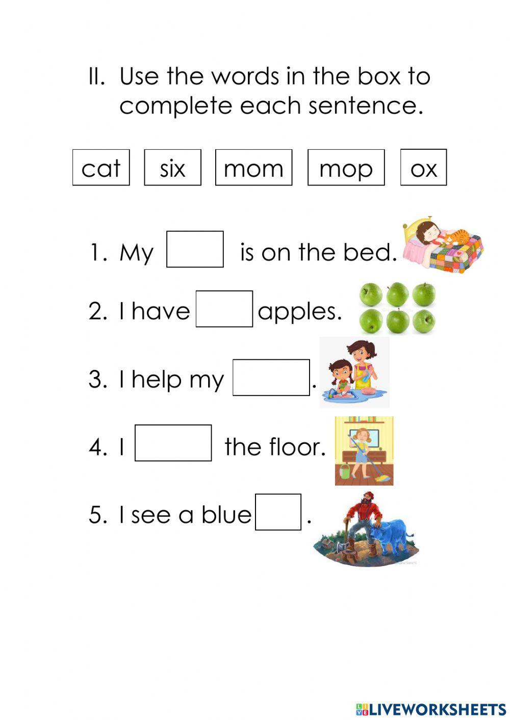 Short vowels worksheet for first | Live Worksheets