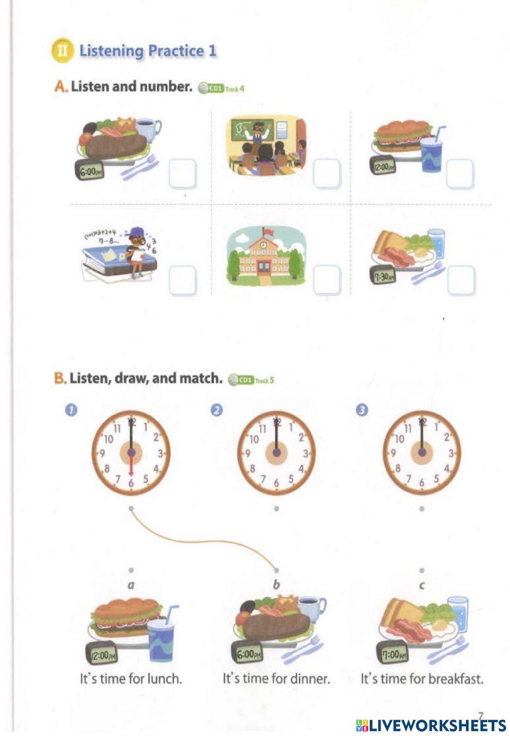 Listening- time 5298459 | Oanh | LiveWorksheets