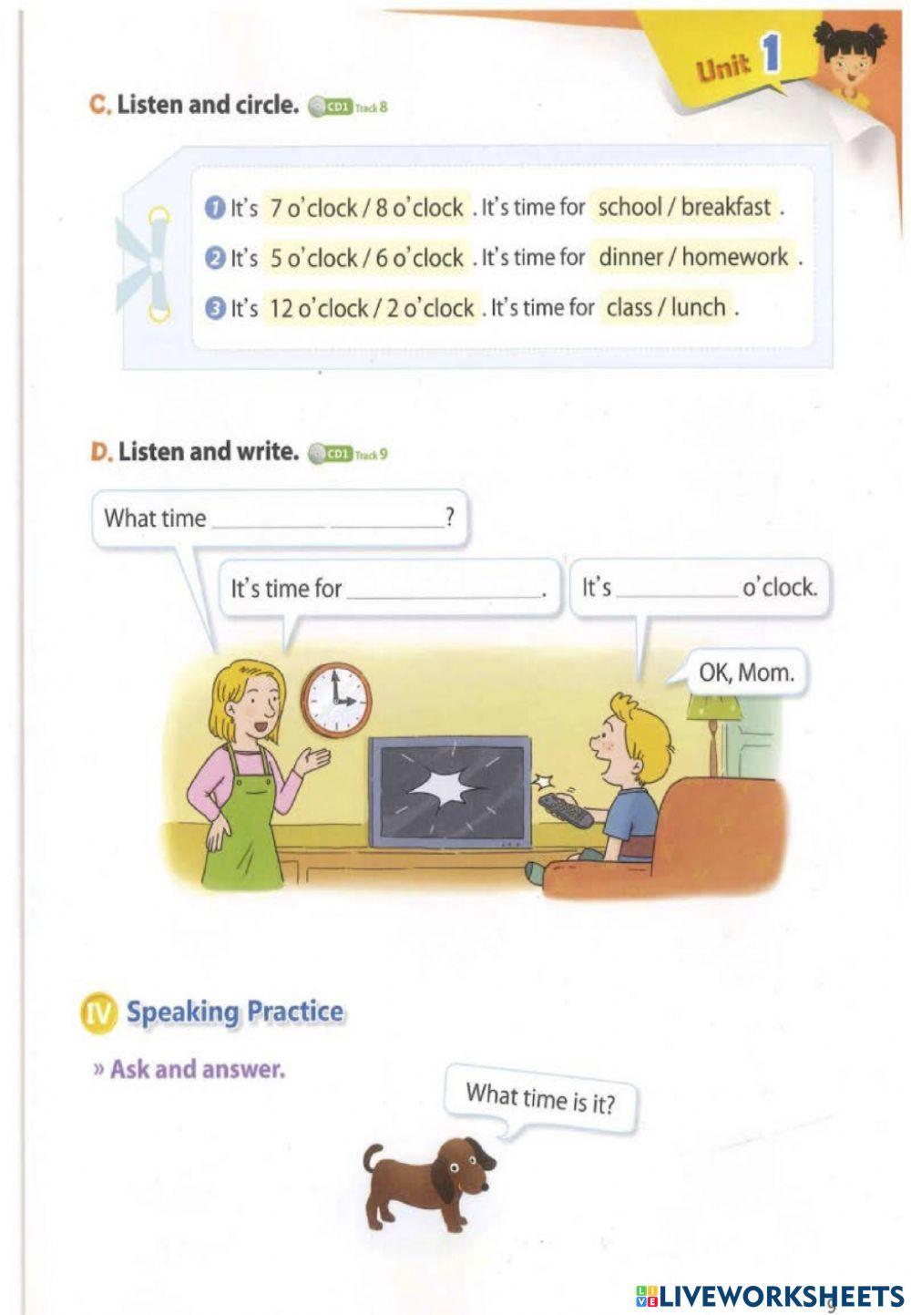 Listening- time 5298459 | Oanh | LiveWorksheets