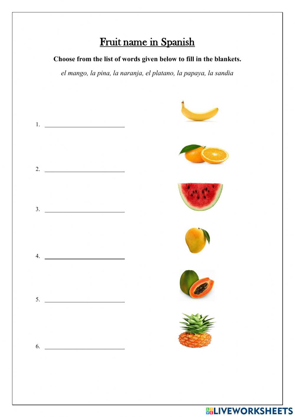 Fruit names in Spanish 2355 | Sugarz16 | Live