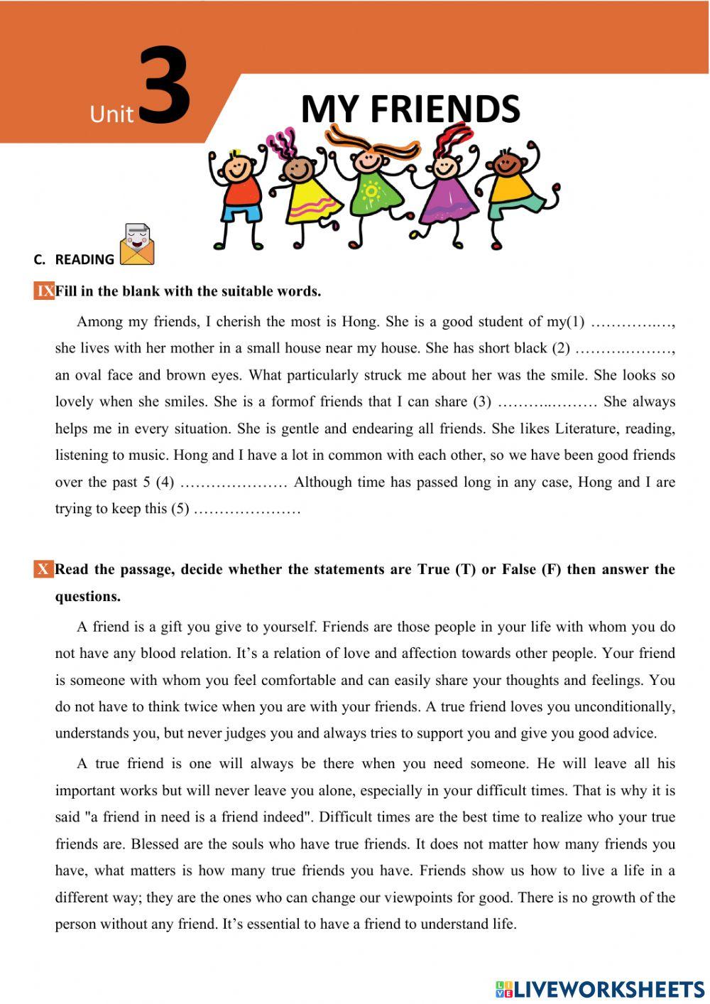 English 6 Big4 Unit 3 Reading Skill worksheet | Live Worksheets