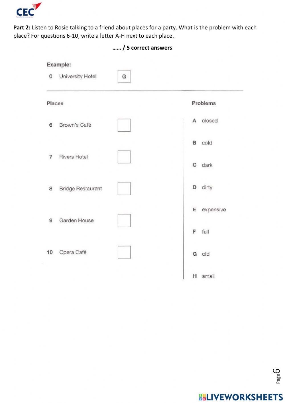 Discover 3-Placement Test online exercise for | Live Worksheets