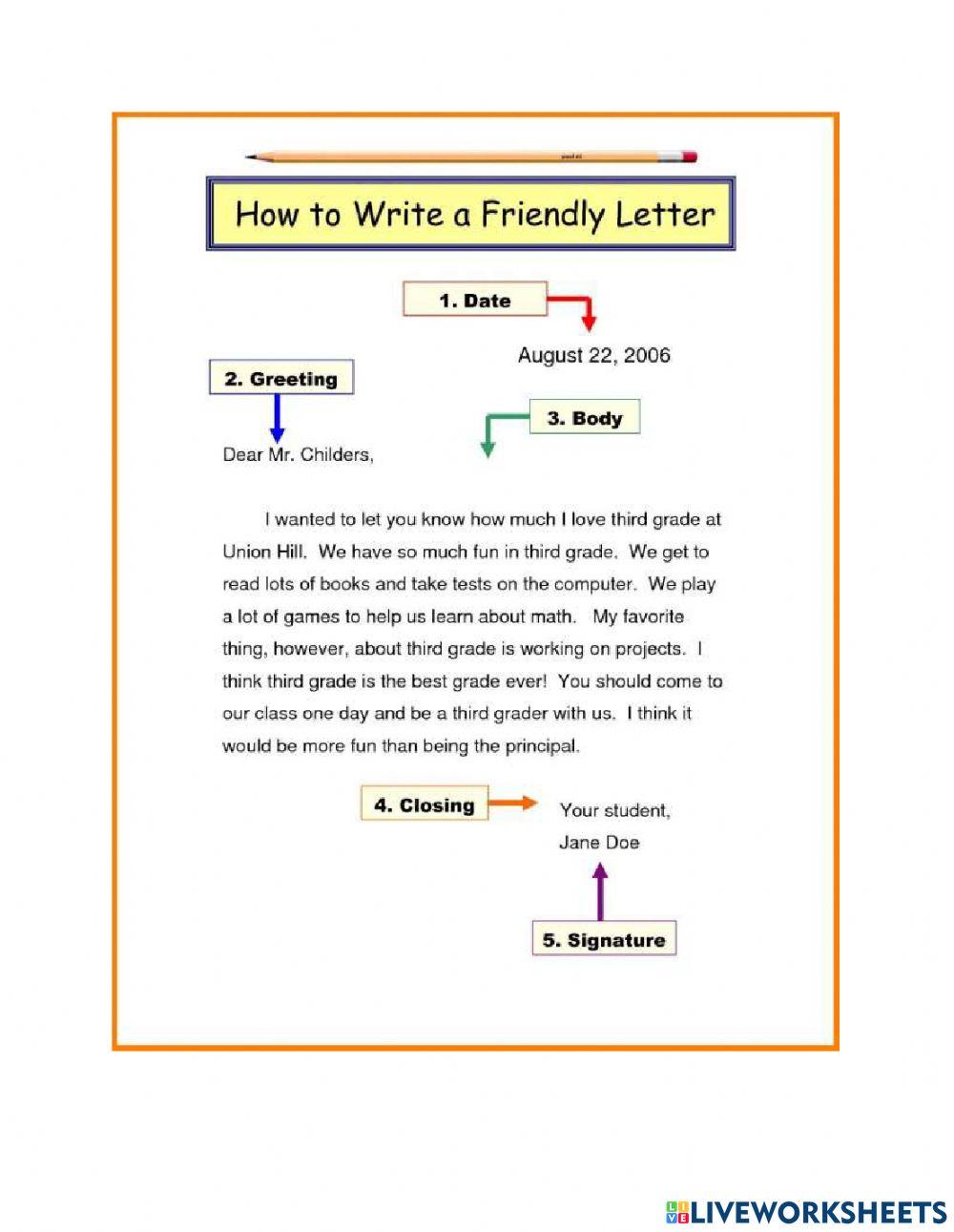 handwriting a letter online exercise for | Live Worksheets