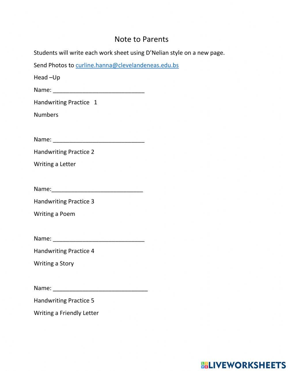 Handwriting online exercise for | Live Worksheets