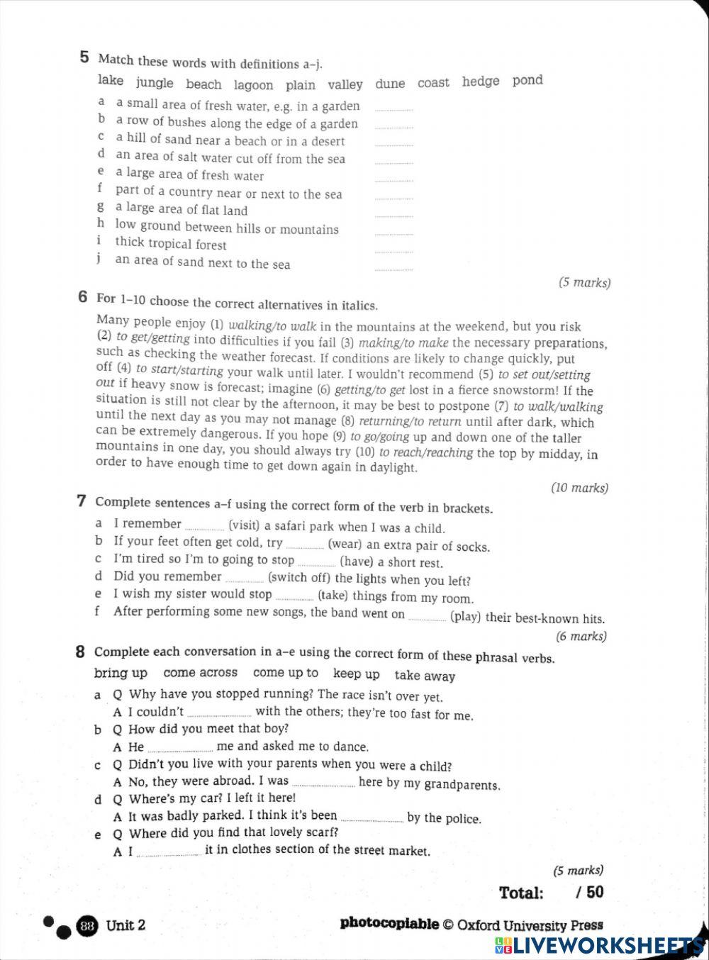 FCE Test Unit 2 online exercise for | Live Worksheets