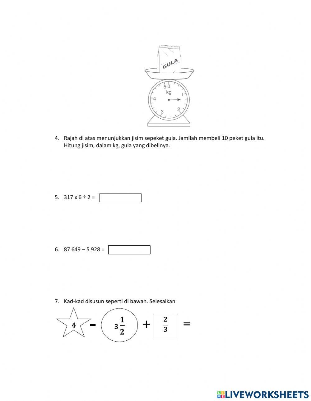 PSAT MT thn4 worksheet | Live Worksheets