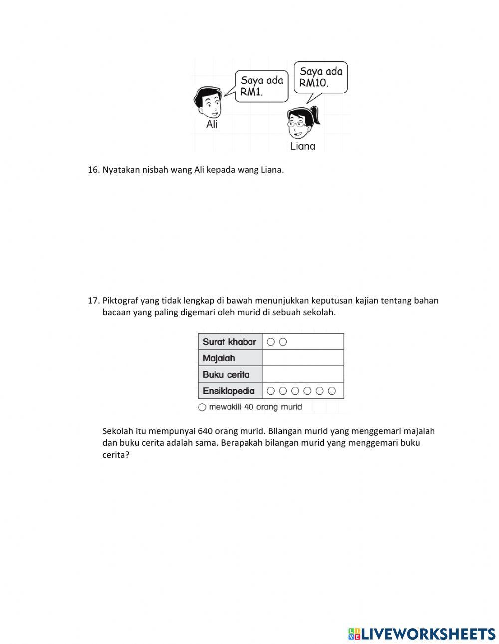 PSAT MT thn4 worksheet | Live Worksheets