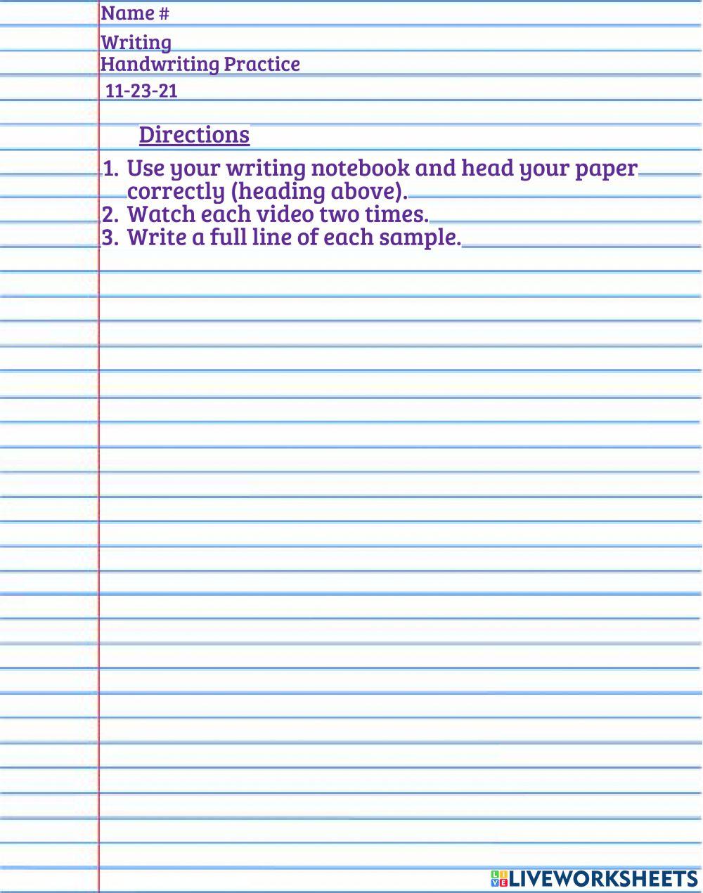 Handwriting | Free Interactive Worksheets | 1674397