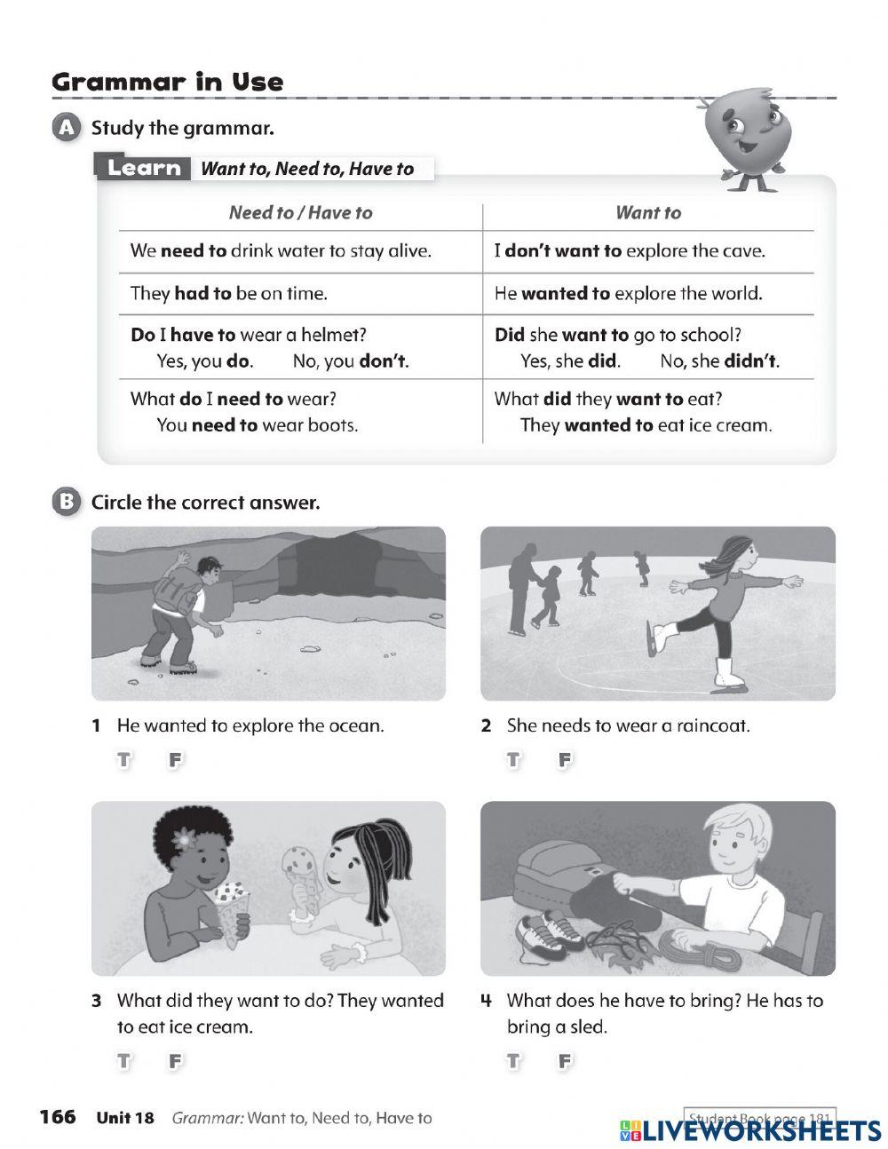 Want and need online exercise for | Live Worksheets