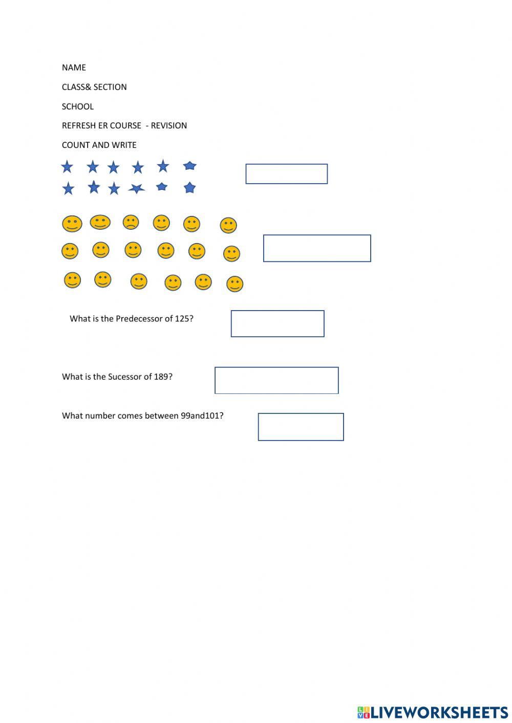 Numbers -revision worksheet | Live Worksheets
