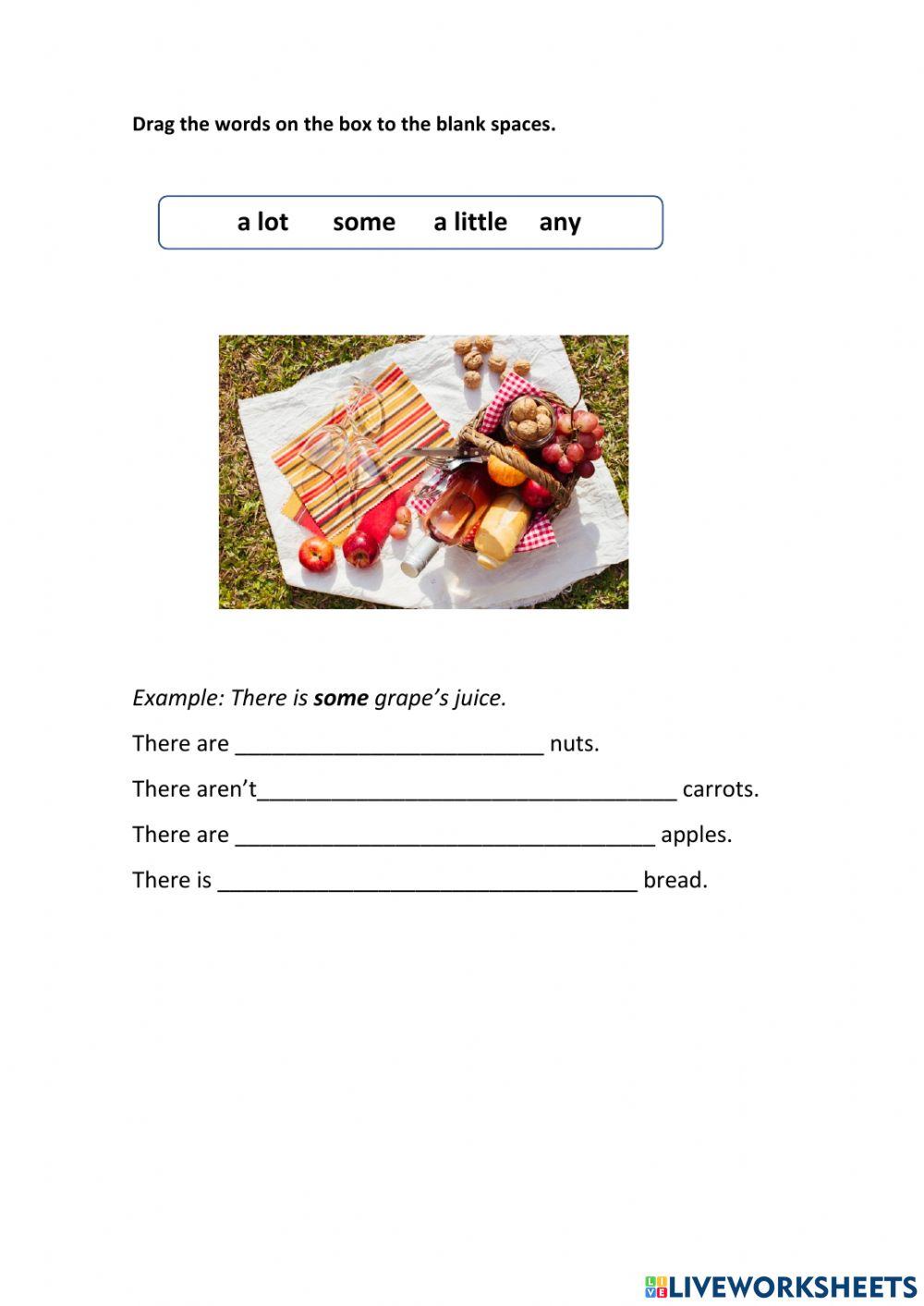 A lot, some, any worksheet | Live Worksheets