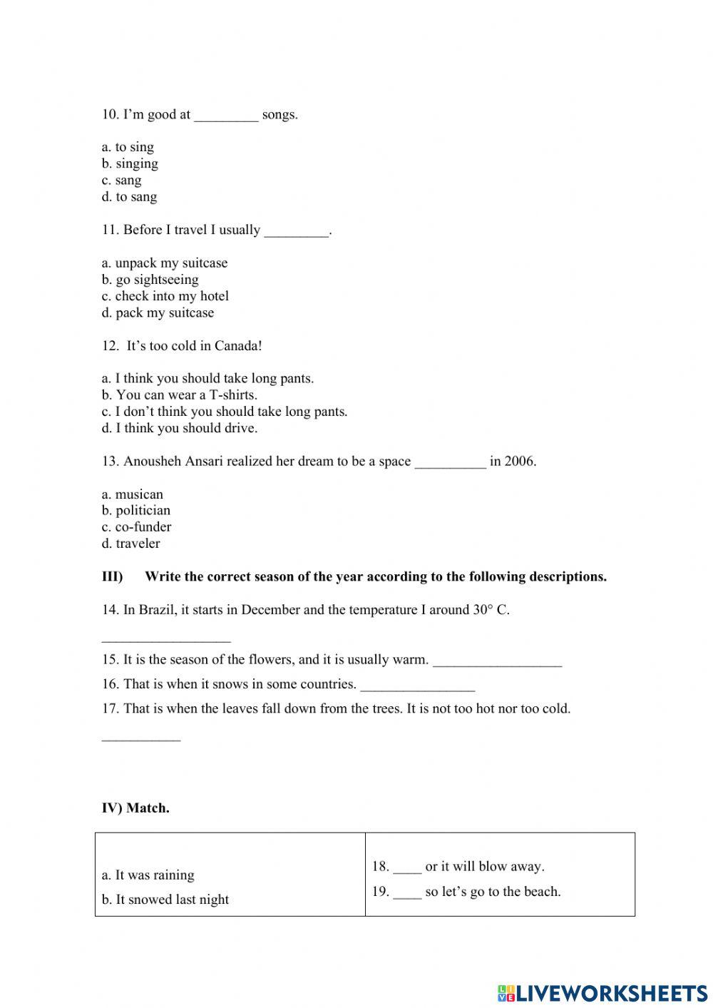 1A FINAL EXAM | Free Interactive Worksheets | 6784188