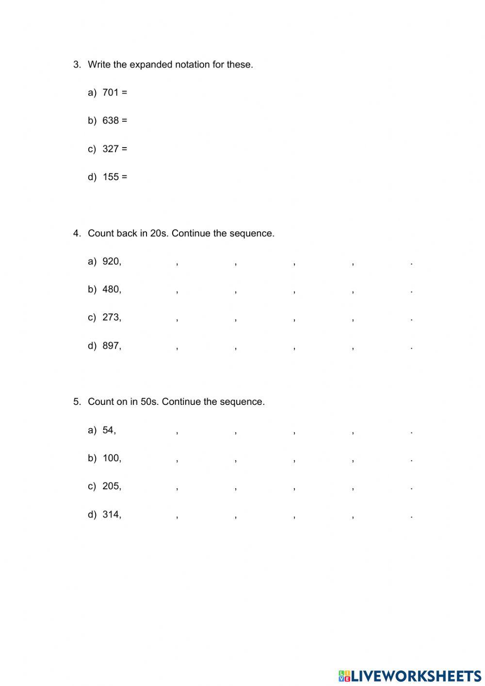 Primary 3 maths… | Free Interactive Worksheets | 1675902