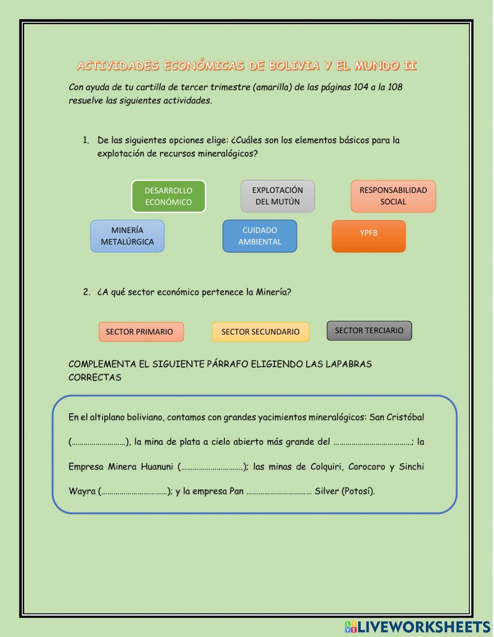 Economía II | Free Interactive Worksheets | 1675979
