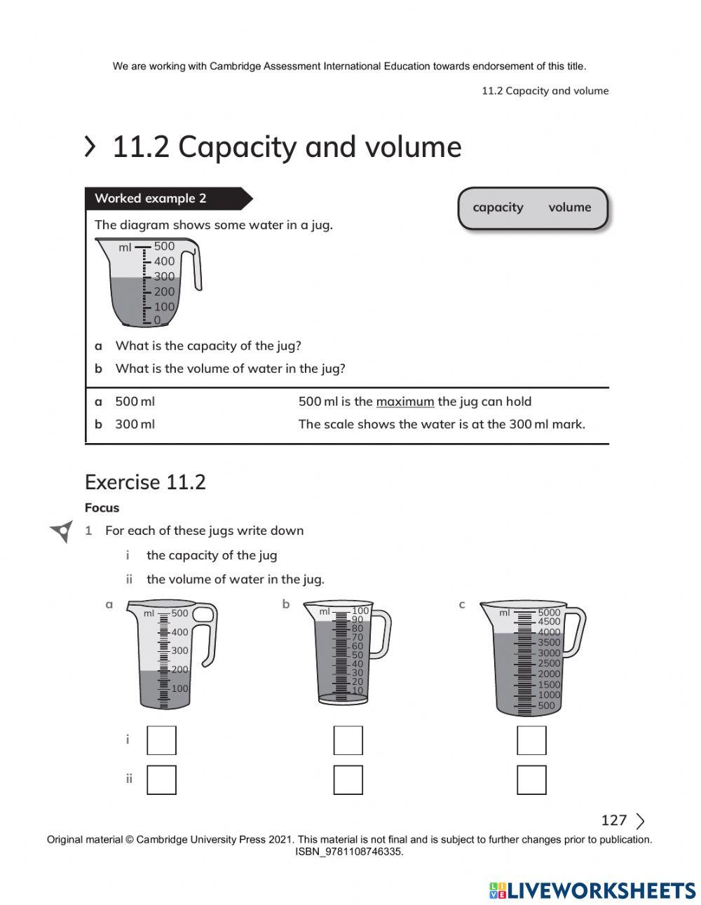 Capacity and volume 3492014 | amirul14 | Live Worksheets