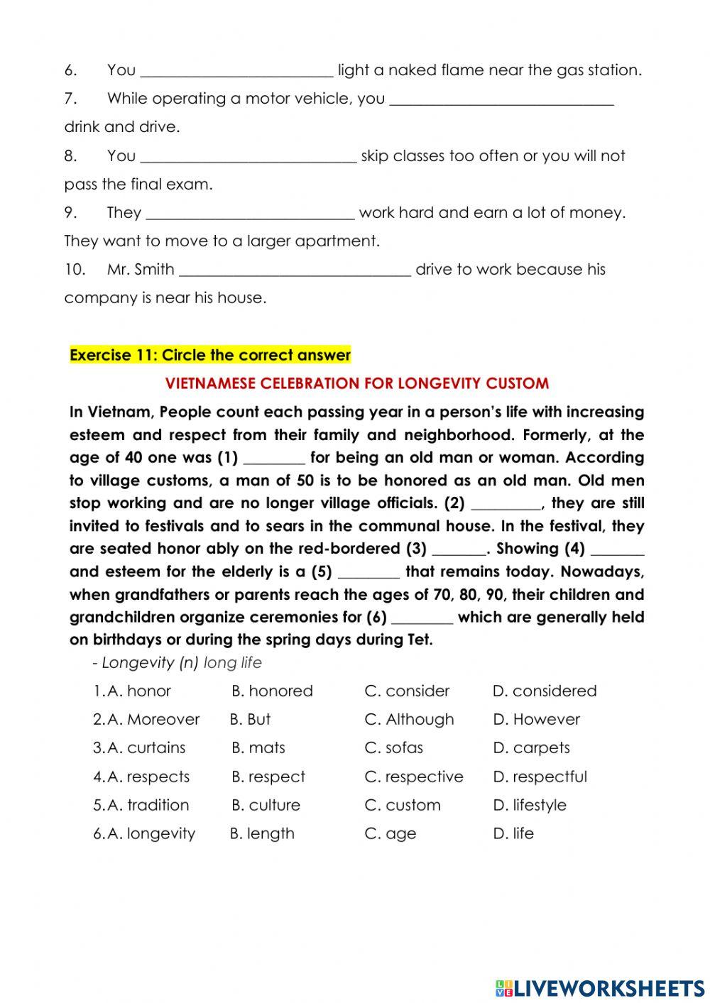 Unit 4 - Worksheet 2 1676552 | Phan Quỳnh Bửu Chi | Live