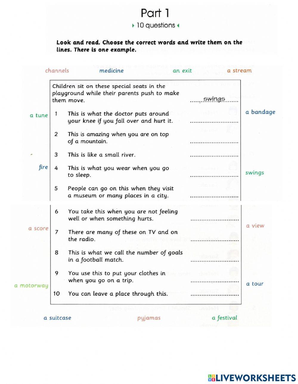 FLYERS READING - WRITING MOCK TEST online exercise for | Live Worksheets
